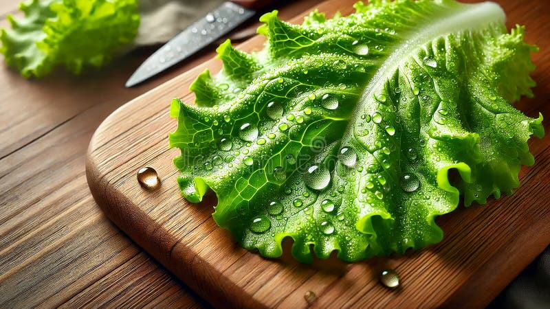 Water Droplets on a Crisp Lettuce Leaf Stock Illustration - Illustration of natural, freshness ...