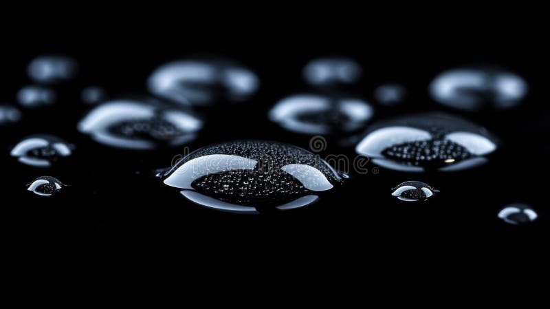 Water Droplets on a Dark Reflective Surface Stock Illustration ...