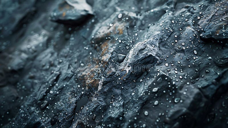 Water Droplets on Dark Rocks. Generative by AI Stock Illustration ...