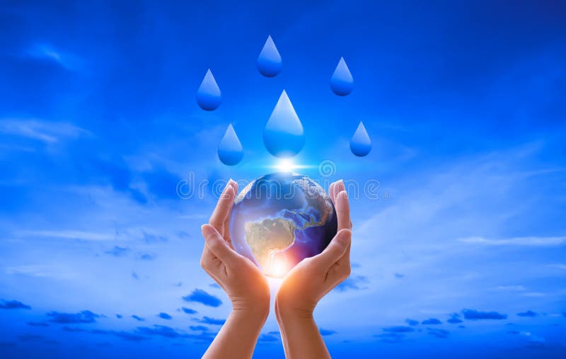 Water Droplets in Drop Shape from Upper Second Hand. Stock Image ...