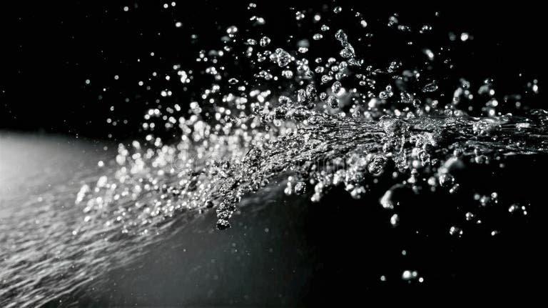 Water Droplets Splashing in Dynamic Motion Against a Dark Background ...