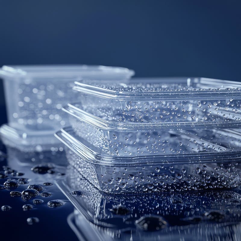 Water Droplets Embedded in Transparent Plastic Packaging Stock Image ...