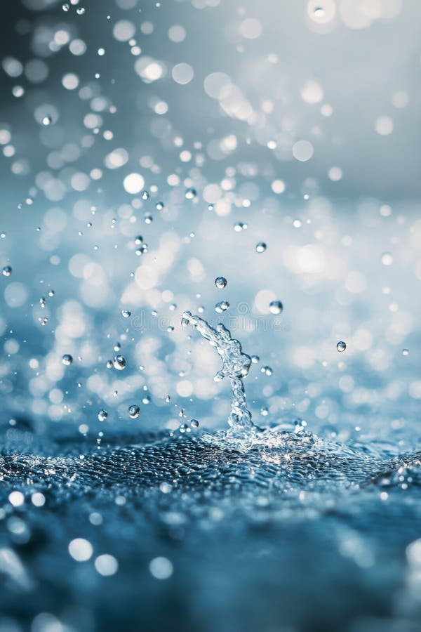 Water Droplets Fall Gently Onto a Surface, Causing Ripples and Splashes ...