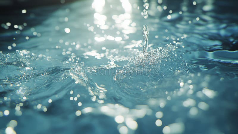 Water Droplets Falling into Aqua Water Surface Stock Illustration ...