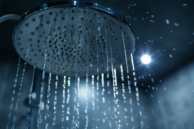 Water Droplets Falling from Shower Head Stock Image - Image of interior ...