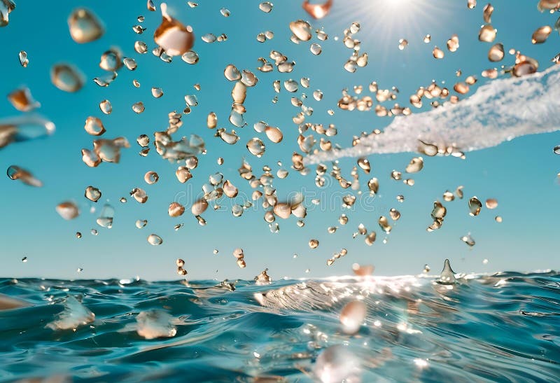 Water Droplets Float Over the Clear Sea.AI Generated Stock Illustration ...