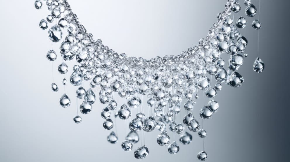 Water Droplets Forming a Cascading Curved Stream Stock Illustration ...