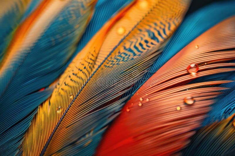 Water Droplets Forming on Colorful Bird Feathers Stock Photo - Image of ...