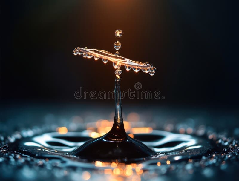 Backlit Water Drops Forming an Arc during High-speed Capture Stock ...