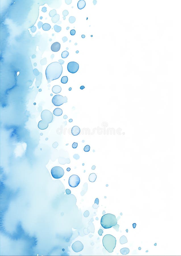 Water Droplets Frame Watercolor Border on White Background Stock ...