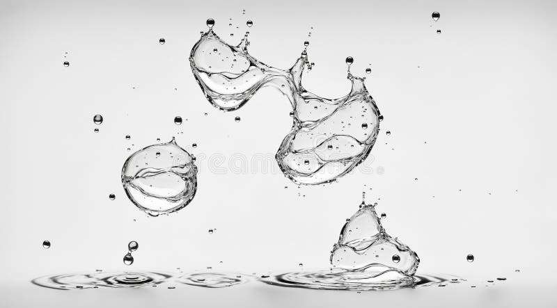 Water Droplets Frozen in Mid-air, Splash Patterns Against White ...