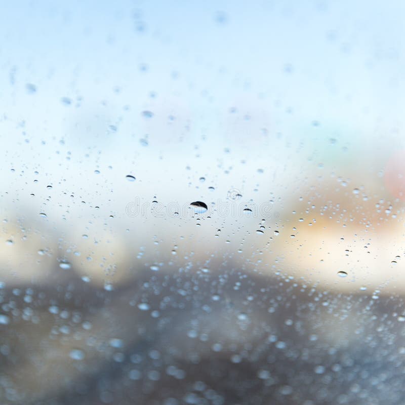 Rain Water on Window, Water Droplets, Rain on Windshield Stock Image ...