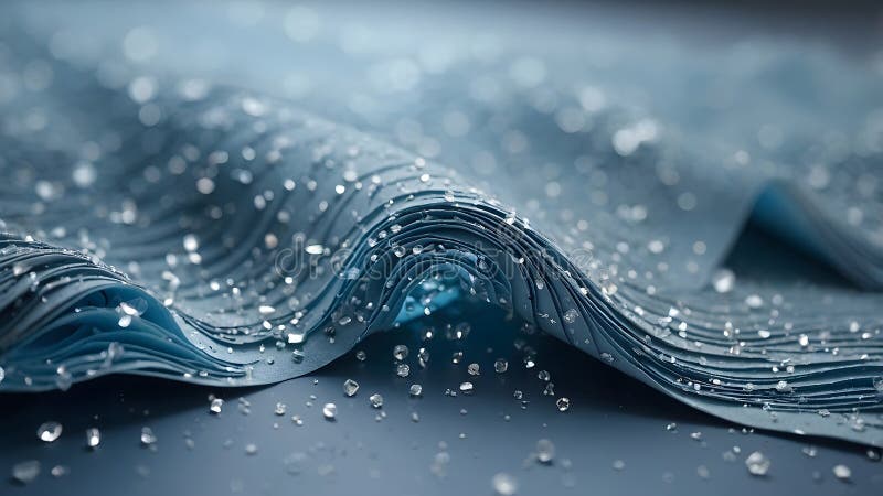 Water Droplets Glisten on Blue Fabric Creating a Visually Stunning ...