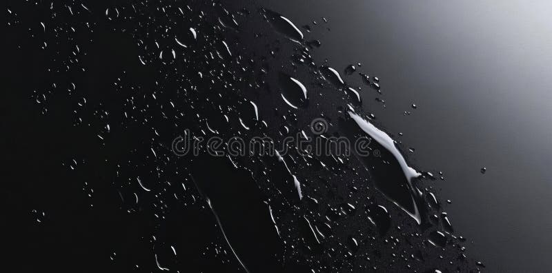 Water Droplets Glisten on a Dark Surface with Subtle Lighting Effects ...
