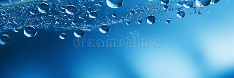 Water Droplets on Gradient Blue Background. Crystal Clear Water ...