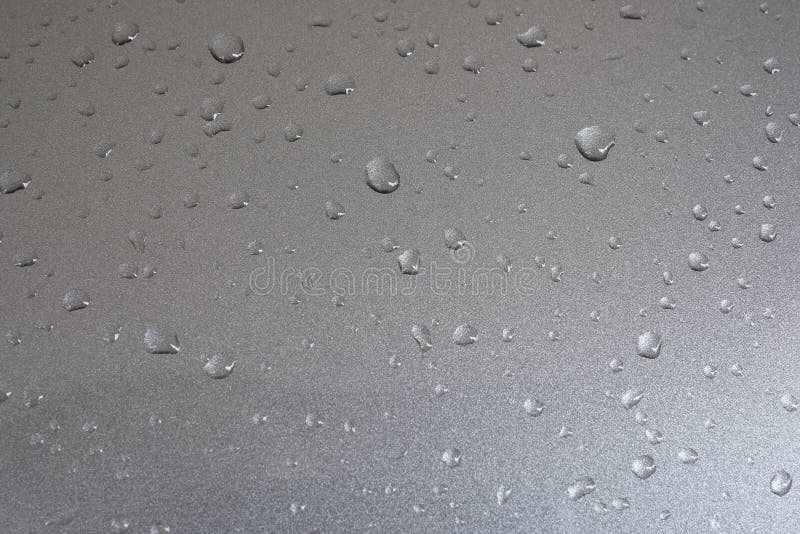 Water Droplets on a Gray Painted Steel Background Stock Image - Image ...
