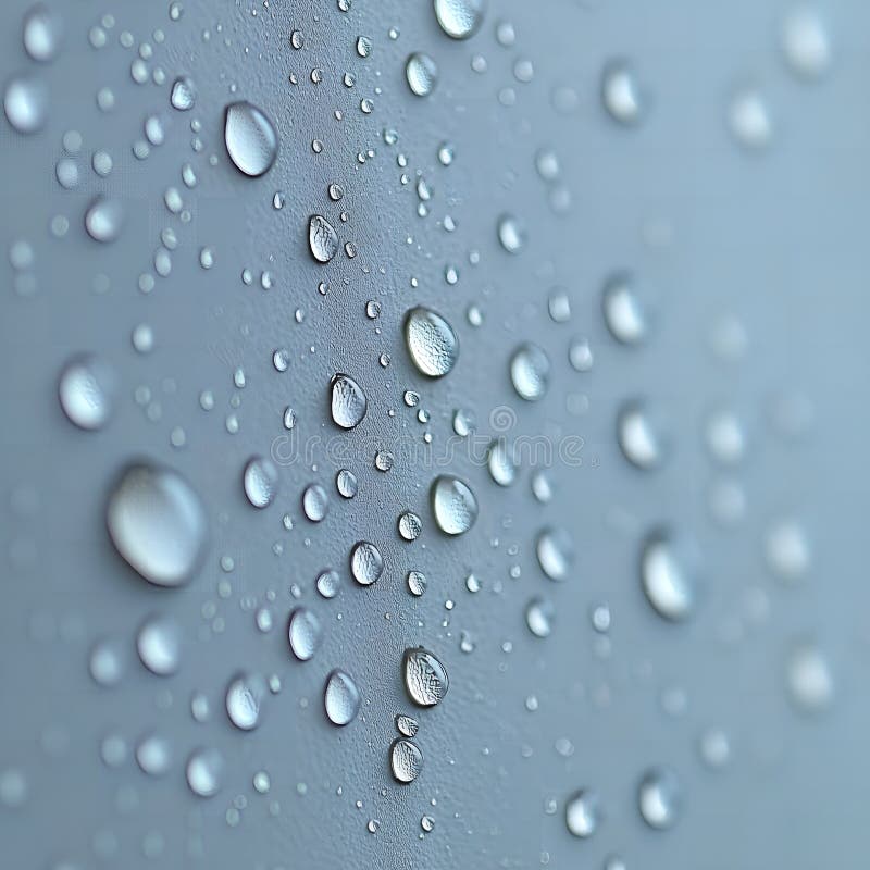Water Droplets on a Gray Surface Close Up Macro Stock Illustration ...