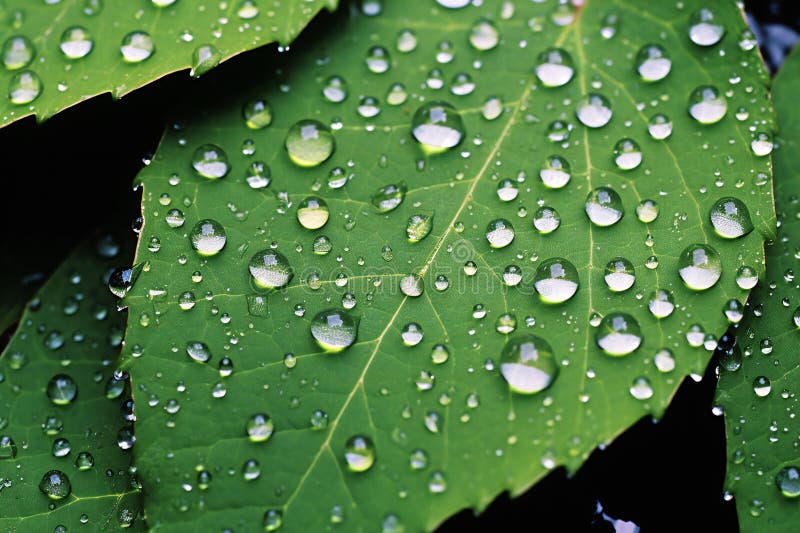 Water Droplets on a Green Leaf, Shallow Depth of Field Stock ...