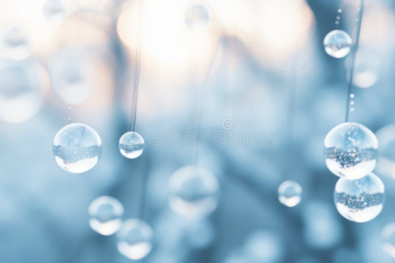Water Droplets Hanging from a Tree Branch Stock Illustration ...