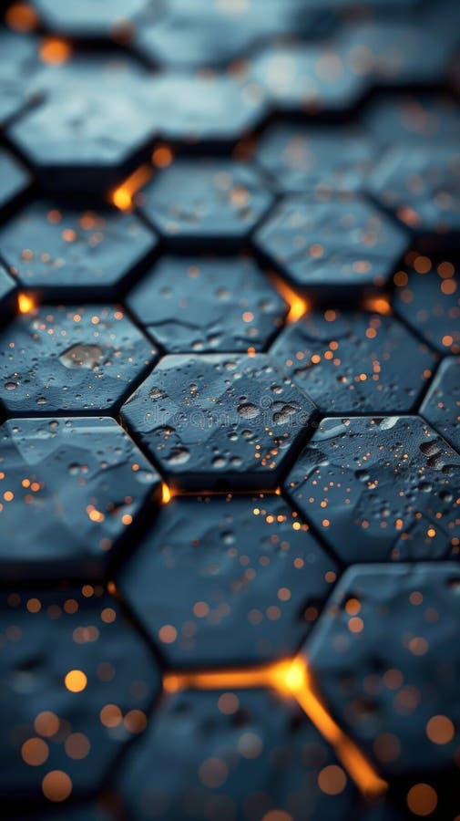 Water Droplets on Hexagonal Tile Stock Image - Image of fresh ...