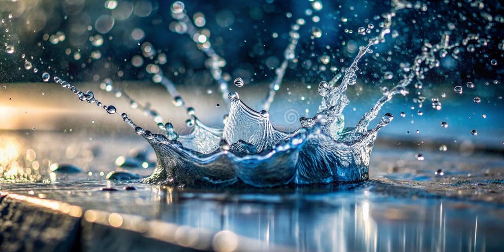 Water Droplets Impacting and Splashing on Ground Texture Stock ...