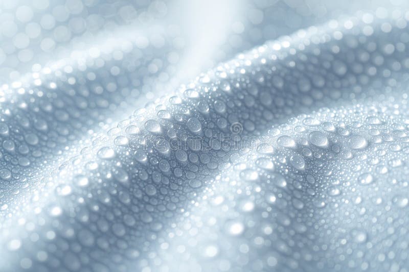 Water Droplets on Light Blue Fabric Macro Closeup with Smooth Texture ...