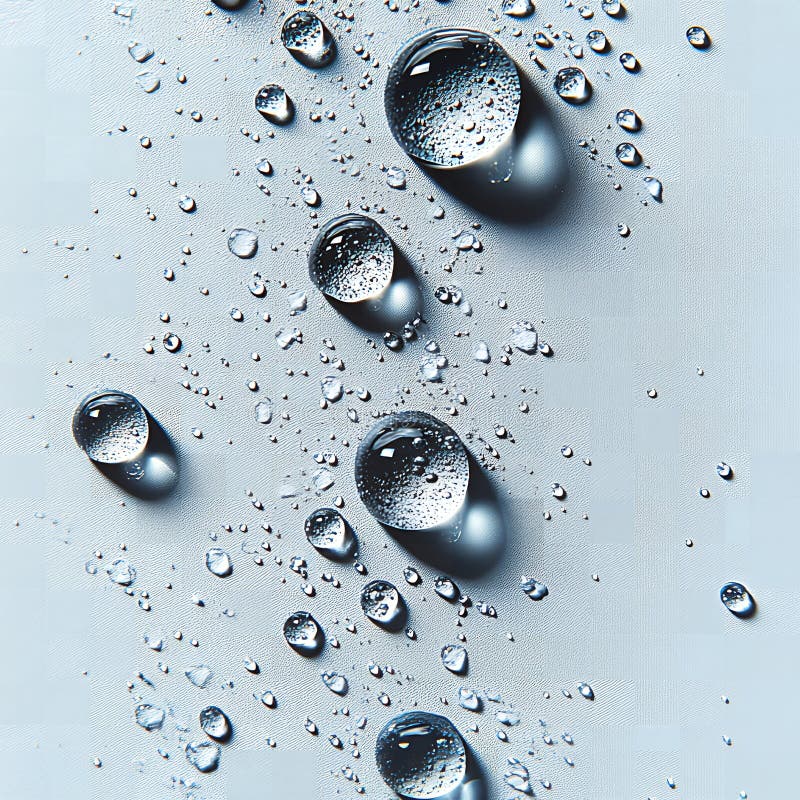 Water Droplets on a Light Blue Surface Macro of Pure Water Beads Stock ...
