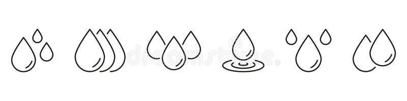 Water Droplets Line Icon Set. Hydration, Purity, and Liquid Symbol ...