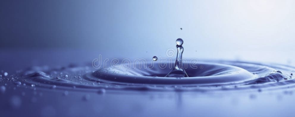 Water Droplets Merging with a Blue Gradient Background, Calming Scene ...