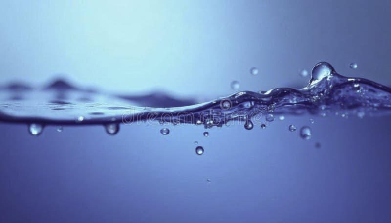 Water Droplets Merging with a Blue Gradient Background, Liquid Flow ...