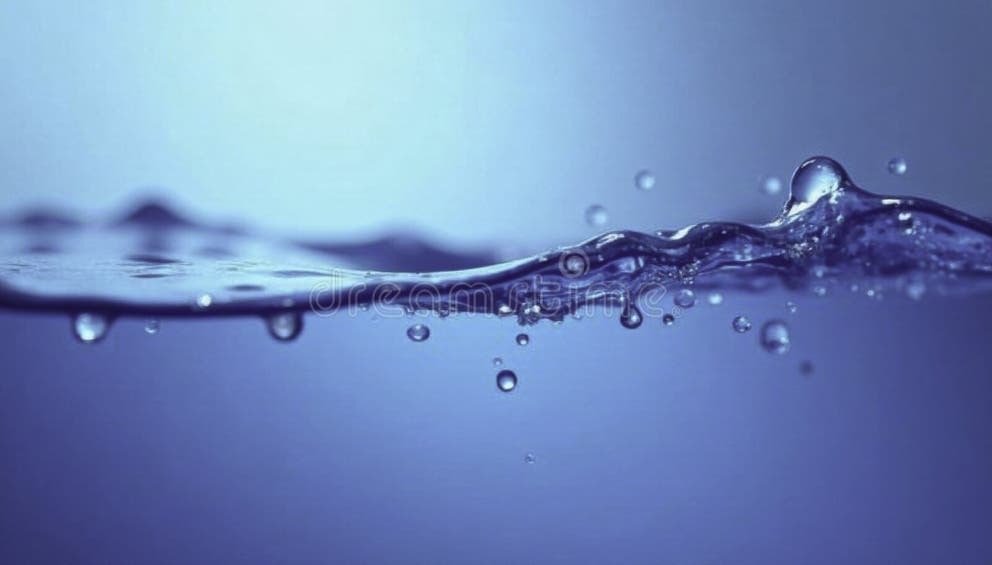 Water Droplets Merging with a Blue Gradient Background, Liquid Flow ...