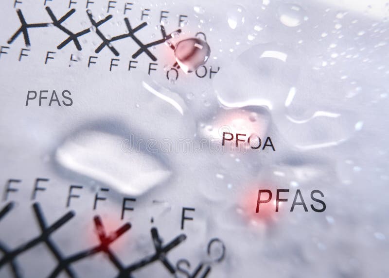 Water Droplets with a PFAS Text and Chemical Structure in the ...