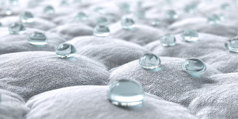 Water Droplets Reflect Light on a Soft Fabric Surface Creating a Serene ...