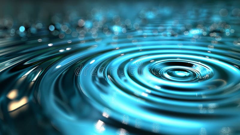 Water Droplets Ripple Effect Turquoise Background Stock Illustration ...