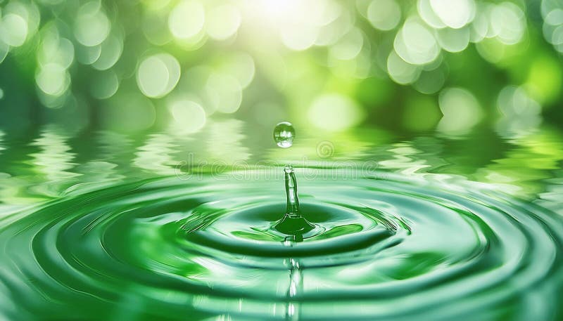 Water Droplets and Ripples Falling on the Surface of the Water Stock ...