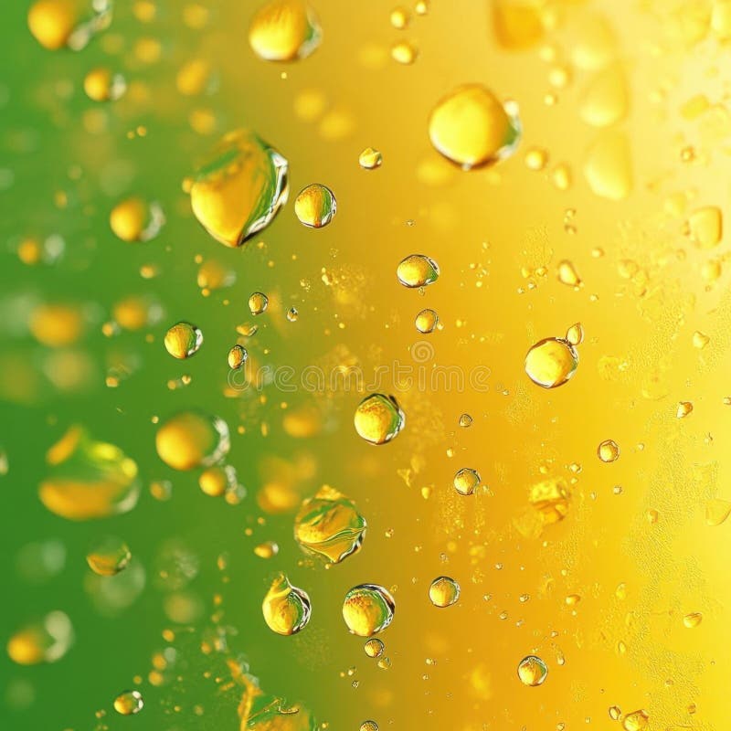 Water Droplets Shine on Green and Yellow Background with Gradient Theme ...