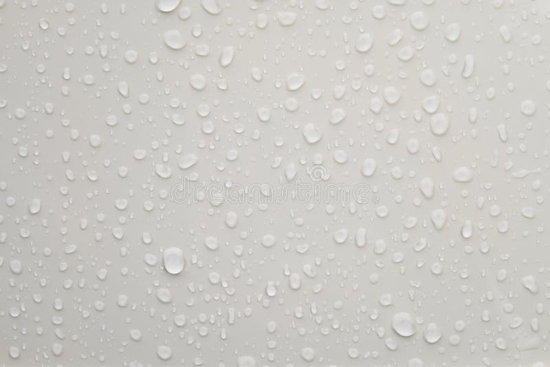 Water Droplets on Shiny White Metallic Surface Stock Image - Image of ...