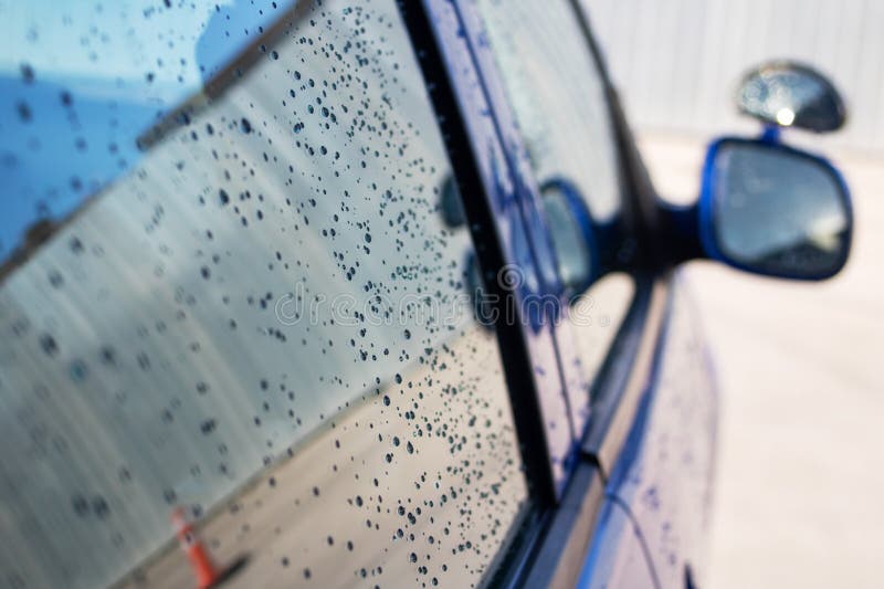 Water Droplets on Side Window of Car Stock Photo - Image of blur, side ...