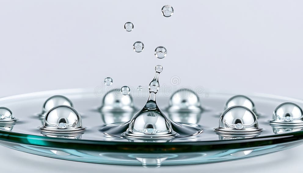 Water Droplets and Silver Balls, Abstract and Reflective Art Design ...