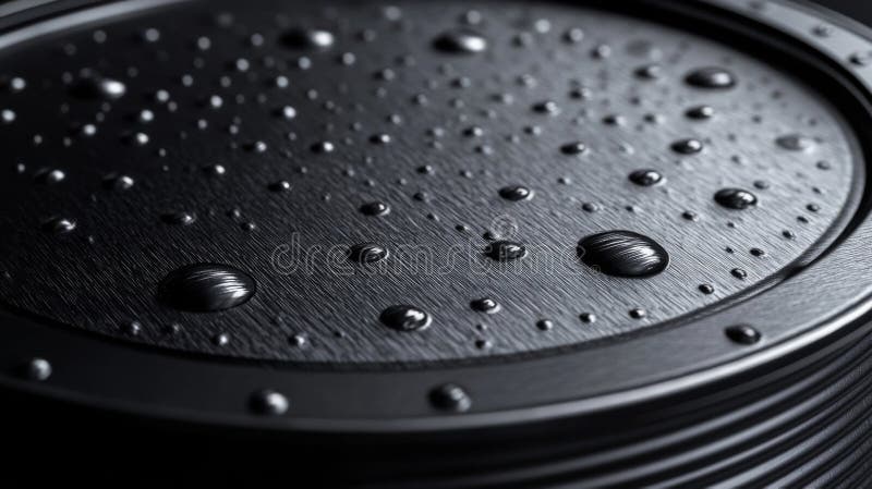 Water Droplets on Smooth Dark Metal Surface with Circular Indentation ...