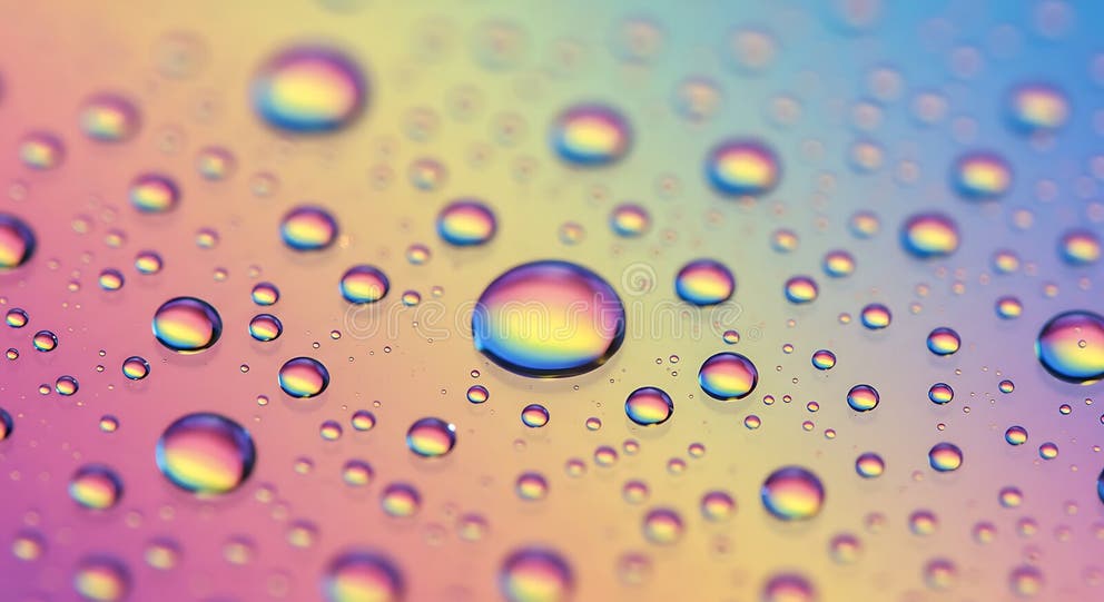 Water Droplets on a Smooth Surface Display Various Sizes, Resting on a ...