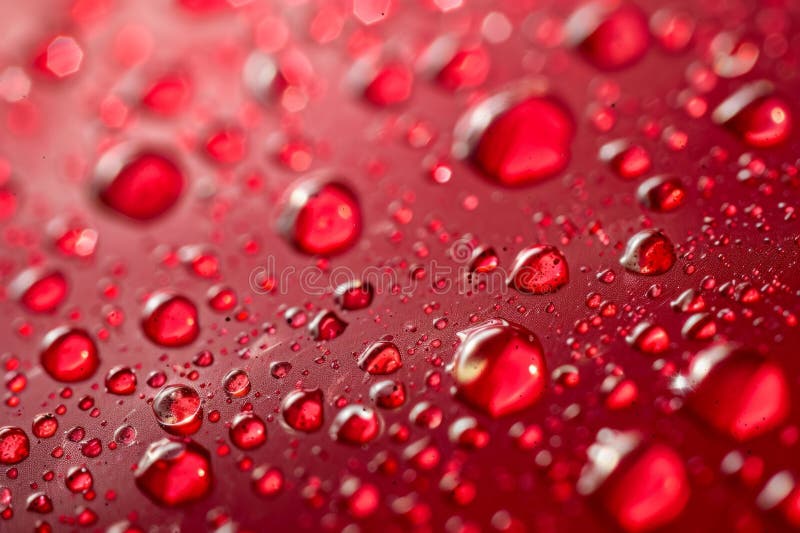 Water Droplets Sparkling on a Vibrant Red Surface Stock Illustration ...