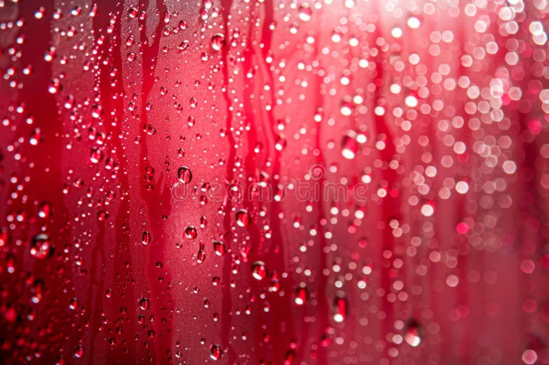 Water Droplets Sparkling on a Vibrant Red Surface Stock Photo - Image ...
