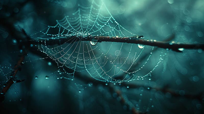 Water Droplets on a Spider Web Stock Image - Image of radiant, design ...