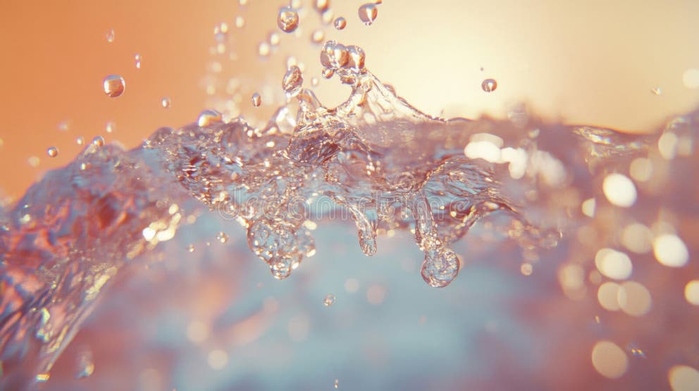 Water Droplets Splash and Form a Wave Stock Illustration - Illustration ...