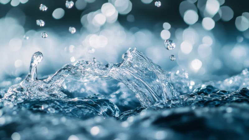 Water Droplets Splashing Creating a Beautiful Wave Stock Illustration ...
