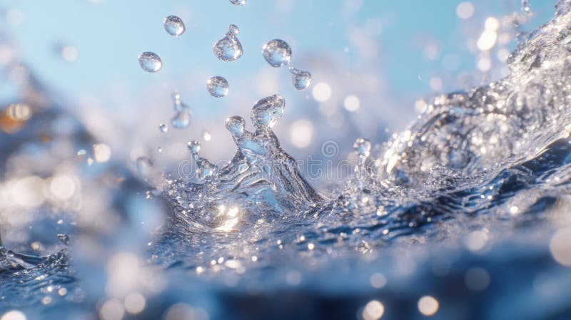 Water Droplets Splashing Creating a Dynamic Wave Stock Illustration ...