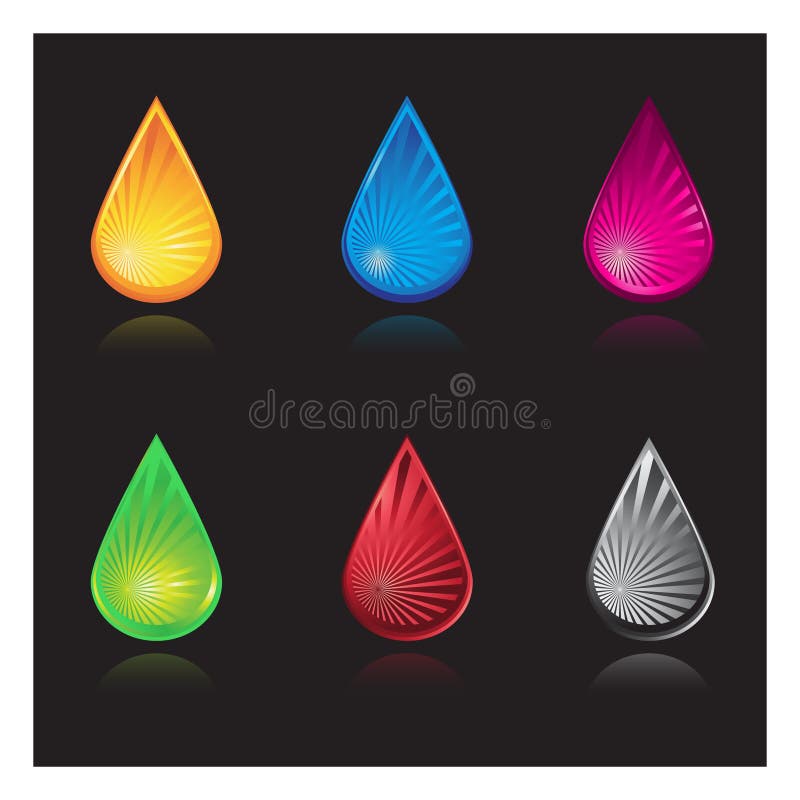 Water Droplets Various Colors Stock Vector - Illustration of glossy ...