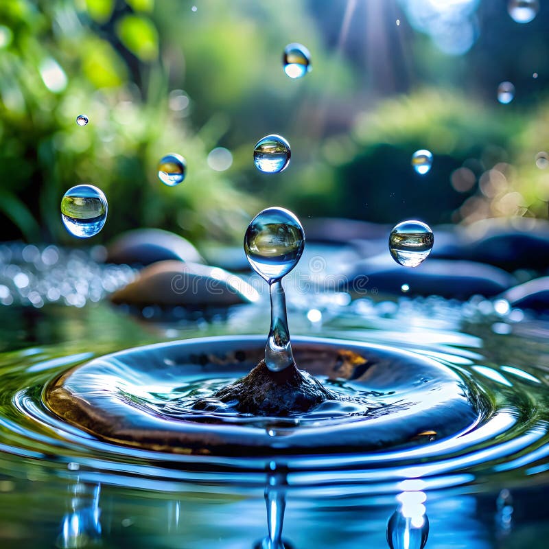 Water dropping in river stock illustration. Illustration of waterfall ...