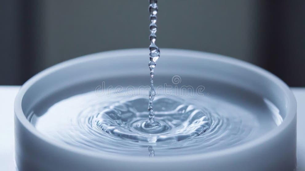 Water Dropping into a White Bowl Creating Ripples Stock Illustration ...
